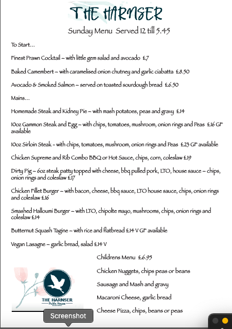 The Harnser Public House- Stalham Green - Norfolk - Food Page